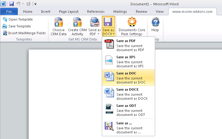 News.mscrm-addons.com Blog | [Save as DOCX]-button